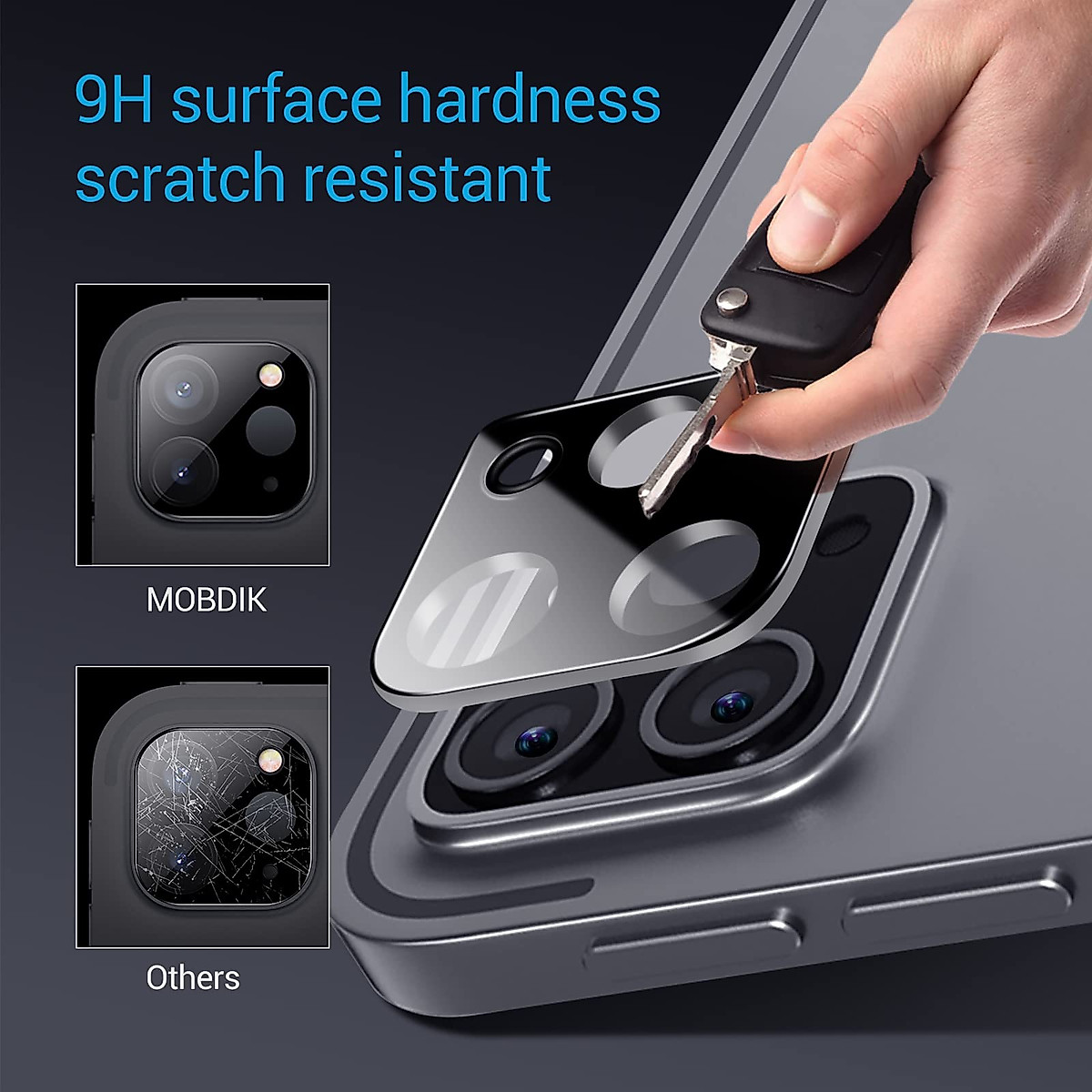 MOBDIK [2 Pack Camera Lens Protector Compatible with iPad Pro 11 (2022/2021/2020) & iPad Pro 12.9 (2022/2021/2020), Easy to Install, Anti-Scratch, 9H Tempered Glass Protection - Black