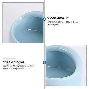 Mipcase Hamster Ceramic Bowl- Small Animal Food Bowl, No Spill Food Water Dish for Hedgehog Gerbil Chinchilla Rat Ferret ( Blue )