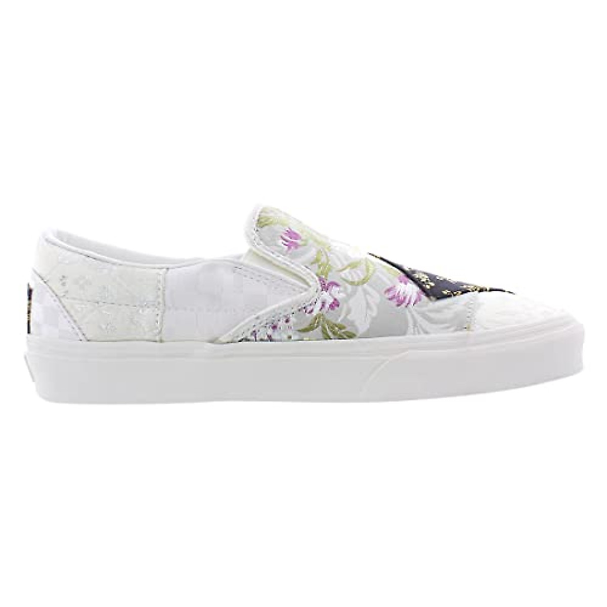 Vans Women's UA Classic Slip-On, Patchwork/True White, 8 Medium US