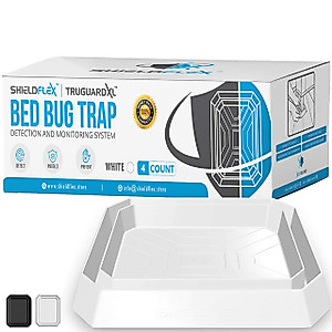 Bed Bug Trap — 4 Pack | TruGuard XL Bed Bug Interceptors (White) | Extra Large Bed Bug Traps for Bed Legs | Reliable Insect Detector, Interceptor, and Monitor for Pest Control and Treatment