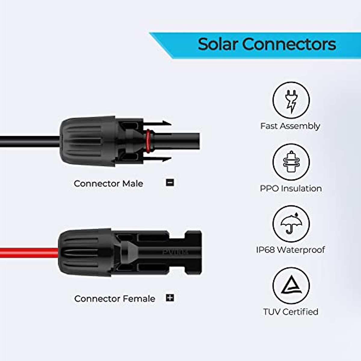 Renogy 10Ft 16AWG Solar Connector to 5.5x2.1mm DC Adapter Cable, Connect EFLEX 80 to Phoenix G2