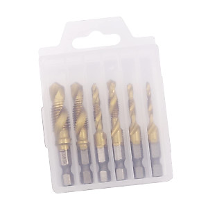 Wolfride 6PCS Tapping Drill Bit Set Metric Drill Tap Combination Bit Set M3 M4 M5 M6 M8 M10 Spiral Tap Drill Bit