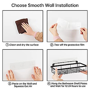 4 Pcs Adhesive Wall Hooks Sticker - Transparent Shower Caddy Adhesive Replacement, Waterproof Adhesive for Shower Caddy Bathroom Shelf