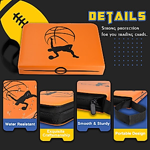 Basketball Card Binder, 4Pocket Zipper Sports card binder, 400 Double Sided Pocket Waterproof Album, Basketball Cards Display Holder, Expandable, For Gaming Cards, Yugioh, MTG and Other TCG (Orange)