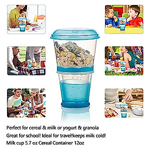 Cereal On the Go Cups Breakfast Drink Cups Portable Yogurt and Cereal To-Go Container Cup (Blue)