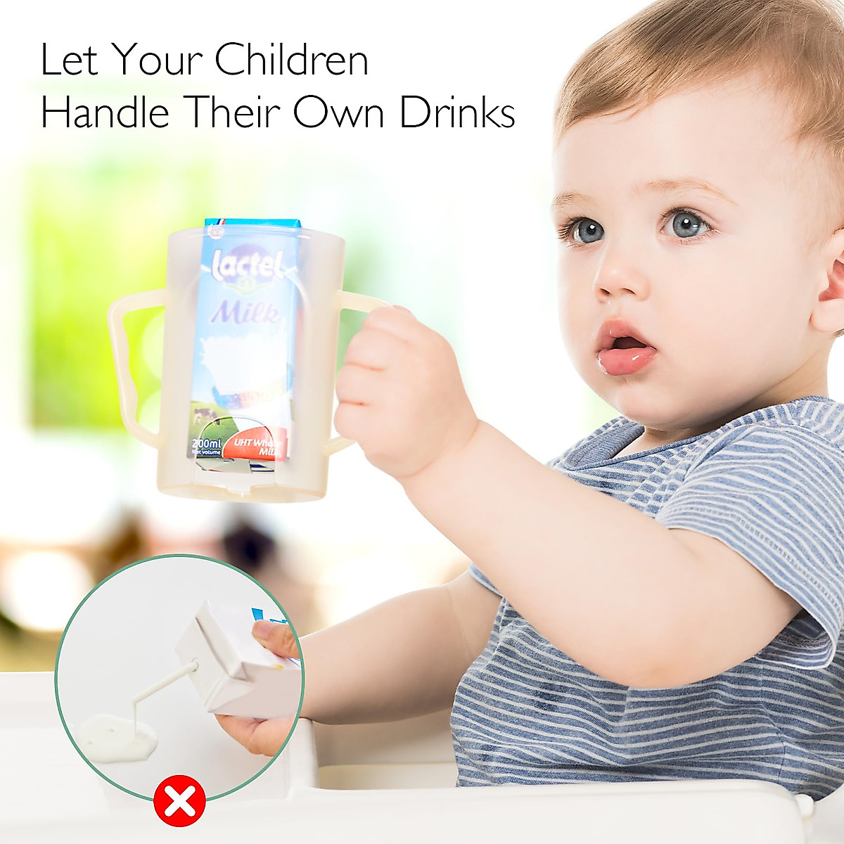 Momcozy Squeeze Pouch Holder for Food Pouches and Drink Boxes, Baby Pouch Holder Allows Baby to Self-Feed and Avoid Messes, Baby Food Pouch Holder Handle is Easy to Grip, Comfortable, Pink