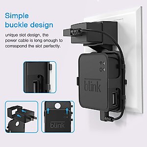 HOLACA Outlet Wall Mount Stand for Blink Sync Module 2,Sync Module,Bracket Holder for Blink Outdoor Blink Indoor Blink XT2 and Blink Mini Camera with Easy Mount and No Messy Wires or Screws (Black)