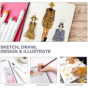 Ohuhu Sketchbook Marker Paper Pad: 8.3"x8.3" Square Art Sketch Book Drawing Papers 78 Sheets/156 Pages 120 LB/200 GSM Hardcover Sketching Books for Alcohol Markers Heavyweight Sketchpad Christmas Gift