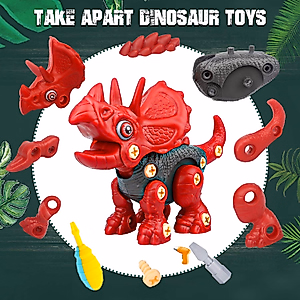 WeYingLe Take Apart Dinosaur Toys for Kids Dino Building Toy Set with Electric Drill T Rex Triceratops Velociraptor STEM Toys for 3 4 5 6 7 Year Old Boys and Girls (Triceratops)