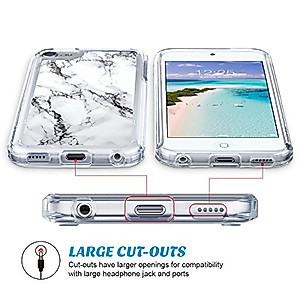 ULAK iPod Touch 7 Case, iPod Touch 6 Case Marble, iPod Touch 5 Case Slim Anti-Scratch Clear Case with Shockproof Bumper, Hybrid Protective Cases for iPod Touch 7th/6th/5th Generation, Marble Pattern