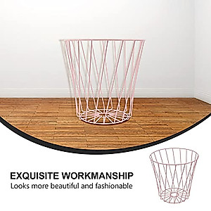 Cabilock Entryway Decor Metal Waste Container Iron Wire Umbrella Storage Holder Stand Kitchen Trash Waste Can Round Trash Bin for Office Room Bathroom Living Room Home Office Decor