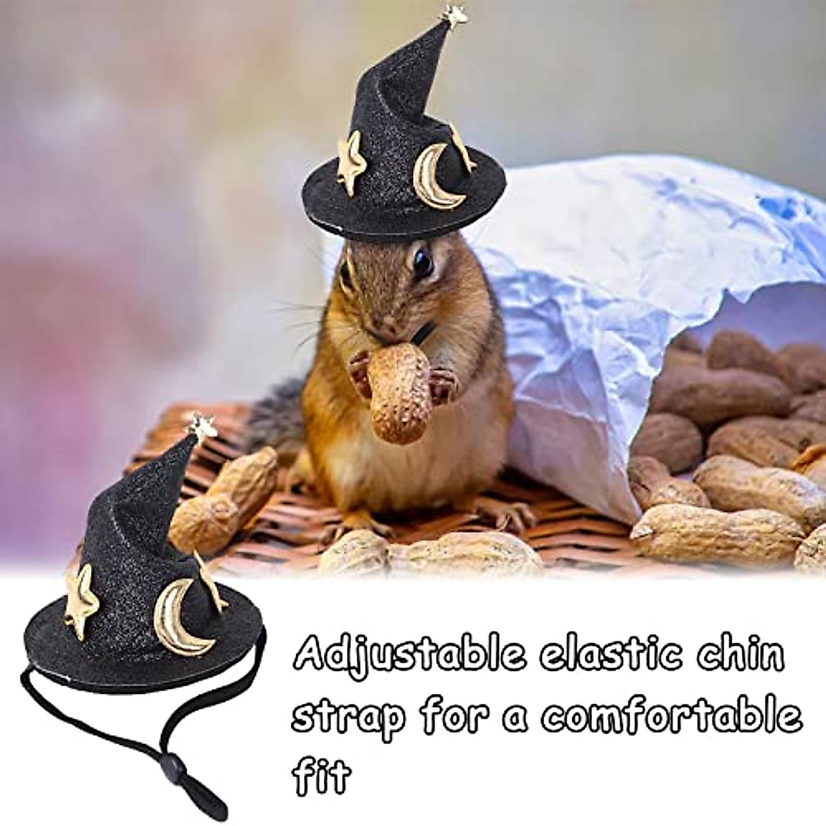 FEBUD 1/4 Pieces Halloween Pet Hats, Adjustable Mini Cute Pet Hat, Hamster Hat for Pets, Halloween Pet Costume Accessories for Snake, Hamster, Guinea Pig