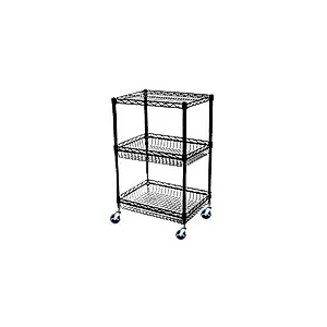 Omega 18" Deep x 24" Wide x 20" High 2 Tier Black Mobile Basket Unit