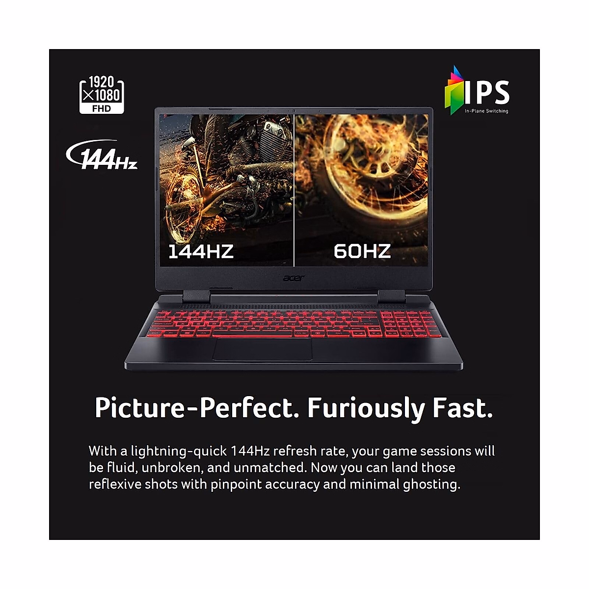 acer Nitro 5 15.6" FHD 144Hz Laptop | Intel Core i5-12500H | 32GB RAM | 1024GB SSD | NVIDIA GeForce RTX 3050 | Backlit Keyboard | Windows 11 Home | Bundle with 64GB USB Flash Drive