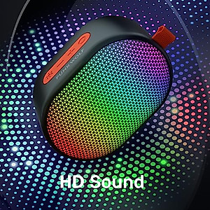 ROFALL Bluetooth Speakers Portable, Wireless Speaker with RGB Lights, HD Sound, 5 Watts, Compact Size, Dual Pairing, TWS, Waterproof, Suitable for Mobile Phones, Tablets and Laptops
