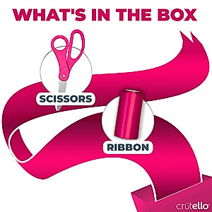 Crutello Giant Ribbon Cutting Ceremony Kit 21" Grand Opening Scissors Set with Sharp, Pink Handled Durable XL Scissors, and 30 Feet of Oversized 4" Wide Pink Ribbon