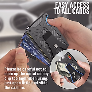 Elilier Minimalist Wallet for Men, Unisex Adults, RFID Protected, Carbon Fiber & Aluminum, Slim, Black with Clear ID Badge Holder