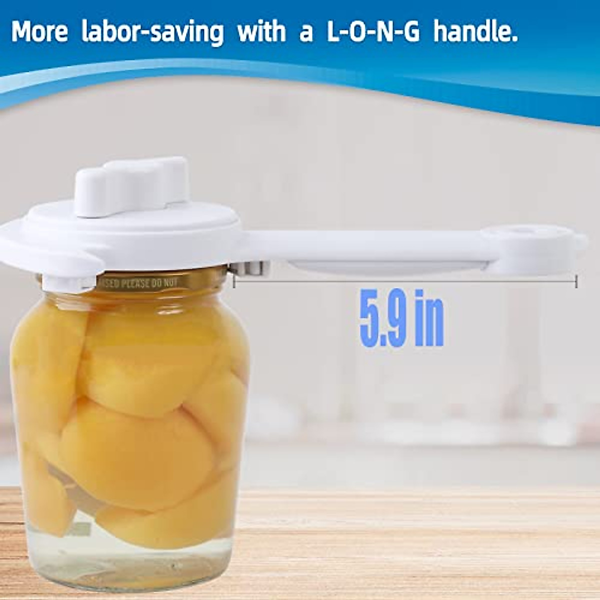 Jar Opener, Jar & Bottle Opener for Weak Hands Seniors with Arthritis Lid Opener Cap Opener Grip Opener | Labor-saving | Multifunctional | Adjustable | Handheld (Pure White)