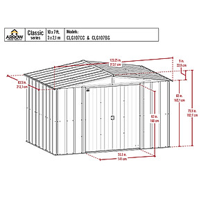 Arrow Sheds 10' x 7' Outdoor Steel Storage Shed, Blue
