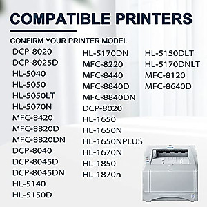 1 Pack Black TN530 TN-530 Compatible Toner Cartridge Replacement for Brother DCP-8020 8040 HL-5040 5050 1650NPLUS 1670N 1850 1870n 5150DLT MFC-8420 8820D Printer Ink Cartridge