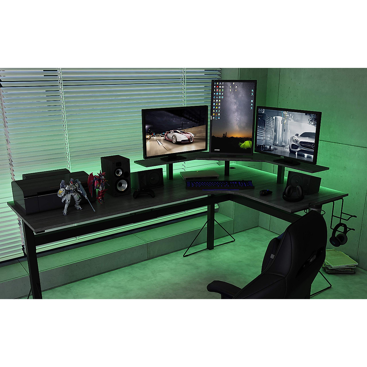 DAR CORE Computer Gaming L-Desk with Power, Gray/Black — 🛍️ The Retail ...