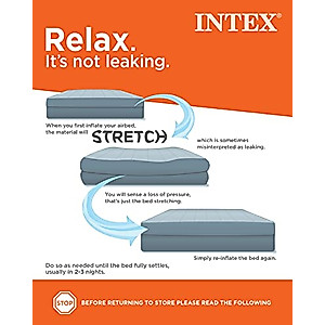 Intex 64779E Dura-Beam Standard Prestige Air Mattress: Fiber-Tech – Queen Size – Hand-Held Battery Pump – 10in Bed Height – 600lb Weight Capacity
