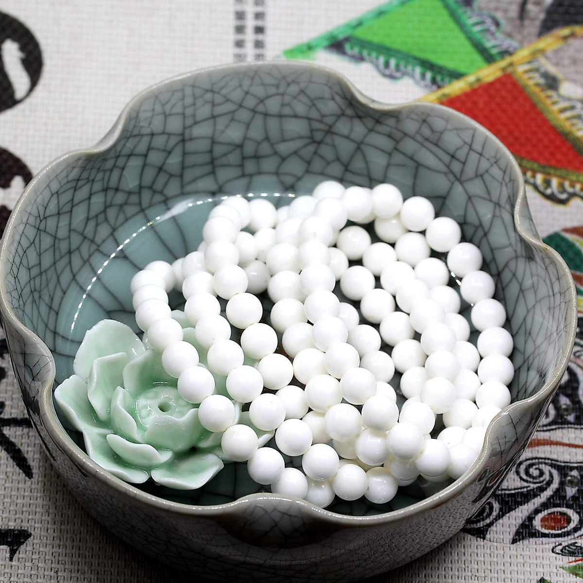 Angelstones Natural White Tridacna Shell Gemstone 8mm Round Beads Stretch Bracelet 7" Unisex