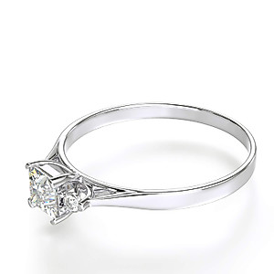 The Jewelry Galleria 14K White Gold Princess Cut Center Stone White CZ 3 Three Stone Engagement Ring Size 7