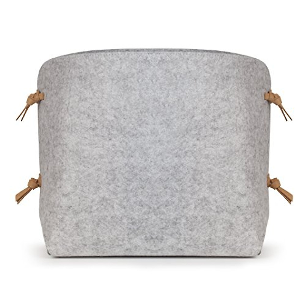 Kasefox Felt Storage Bin - Natural Tan Suede Ties - Premium Grey Felt Organizing Basket for Home, Office, Nursery, Toys, Dorm, Closet – Fits in Cube Storage Shelves - Medium