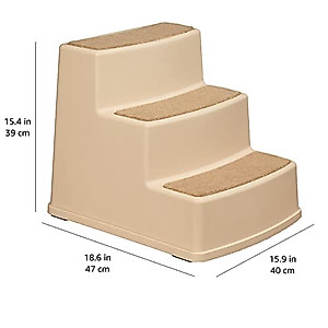 Amazon Basics 3 Step Non Slip Pet Stairs for Dogs and Cats, Tan