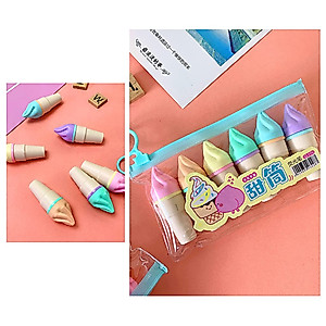 6pcs Cute Mini Highlighter Pen Ice Cream Shape Fluorescent Marker Pens Fluorescent Marker Pen