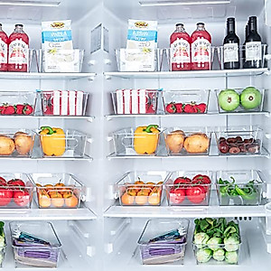 HOMER Set Of 6 Refrigerator Organizer Bins, Pantry Organization and Storage Bins, Fridge Organizers with Cutout Handles, Clear Plastic Storage Bins for Pantry - BPA Free Kitchen Organizers