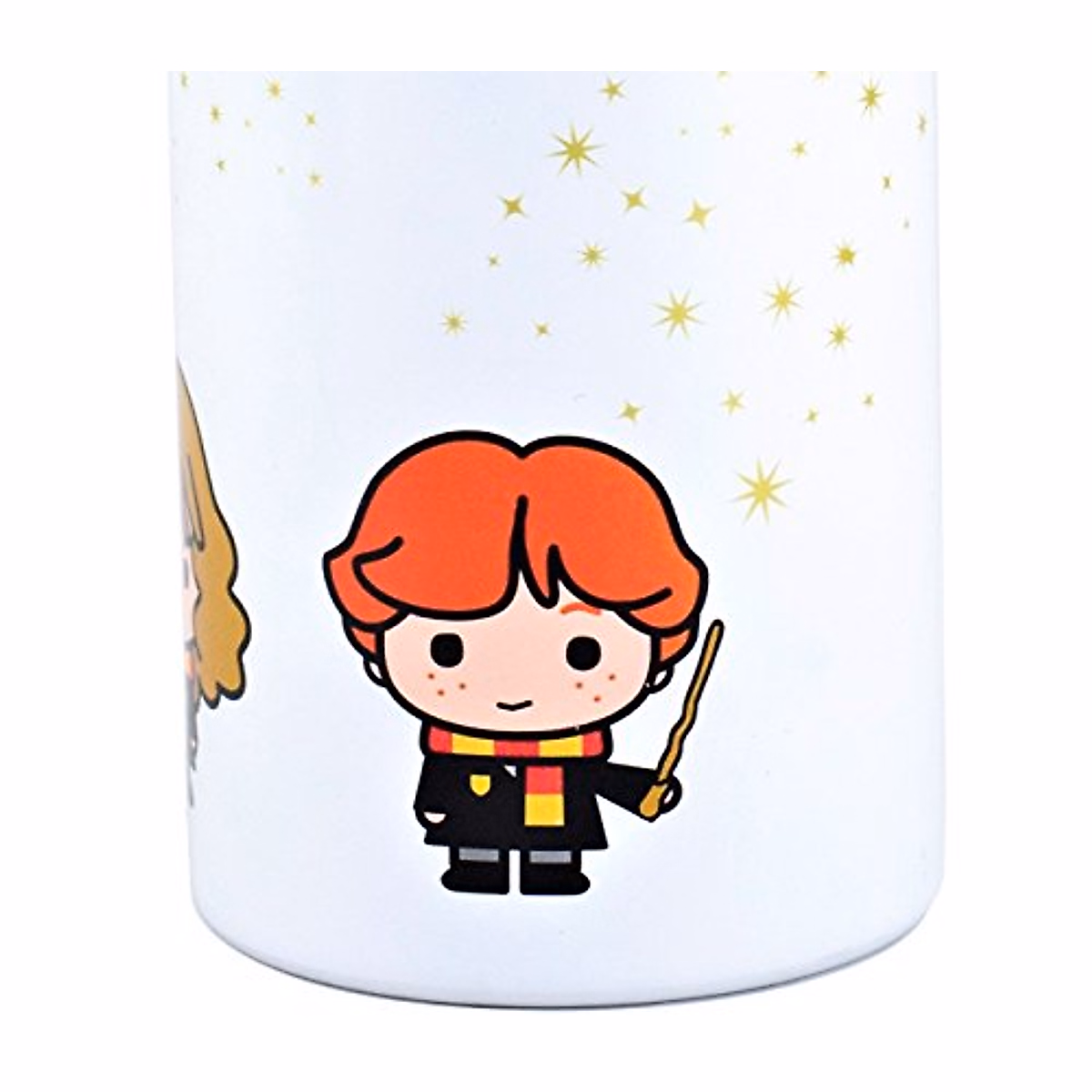 Harry Potter Stainless Steel Water Bottle Thermos - White with Harry, Ron and Hermione Chibi Character Design - Double Wall Insulated - 550ml
