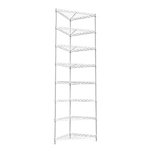 pouseayar 8 Tier NSF Metal Corner Shelf Wire Shelving Unit, 400lbs Capacity Heavy Duty Adjustable Storage Rack (No Shelf Liners) for Every Room Corner, 82" H x 20" L x 20" D - White