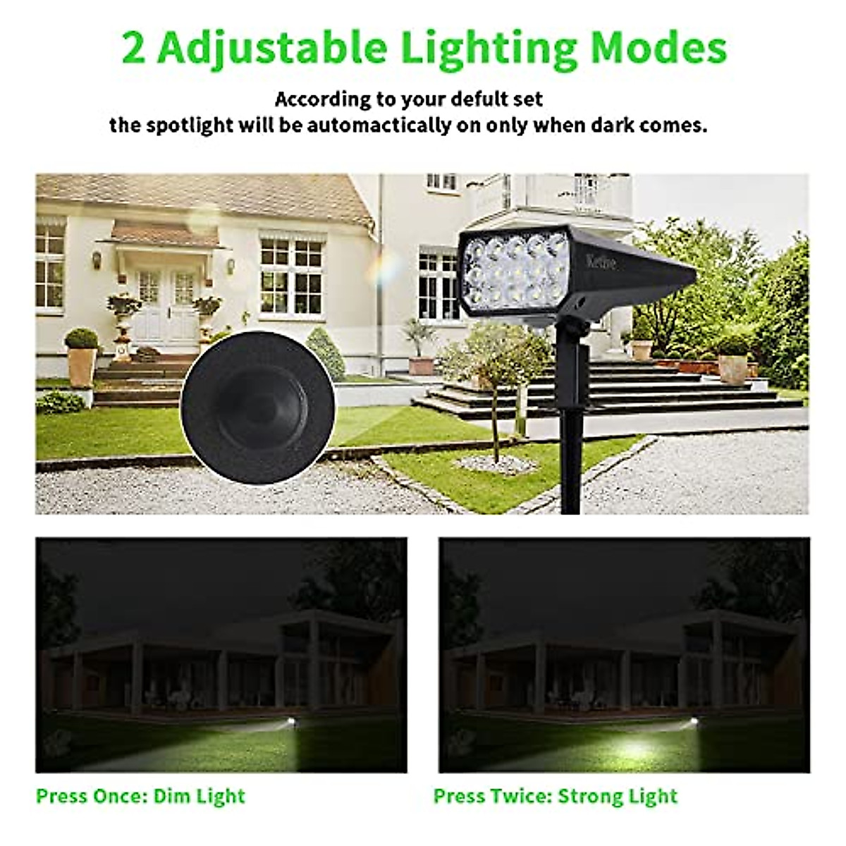ketive Bright Solar Spotlights Outdoor,Solar Outdoor Light Waterproof, Auto-ON/Off Last a Whole Night Yard Lights, Cold White, 6 Pack