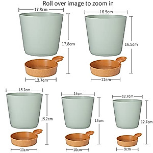 GARDIFE Plant Pots 7/6.5/6/5.5/5 Inch Self Watering Planters with Drainage Hole, Plastic Flower Pots, Nursery Planting Pot for All House Plants, African Violet, Flowers, and Cactus,Green