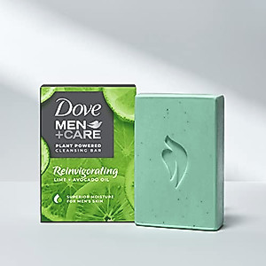 DOVE MEN + CARE Plant-Powered Natural Essential Oil Bar Soap Reinvigorating Lime + Avocado Oil to Clean and Hydrate Mens Skin 4-in-1 Bar Soap for Men's Body, Hair, Face and Shave. 5 oz