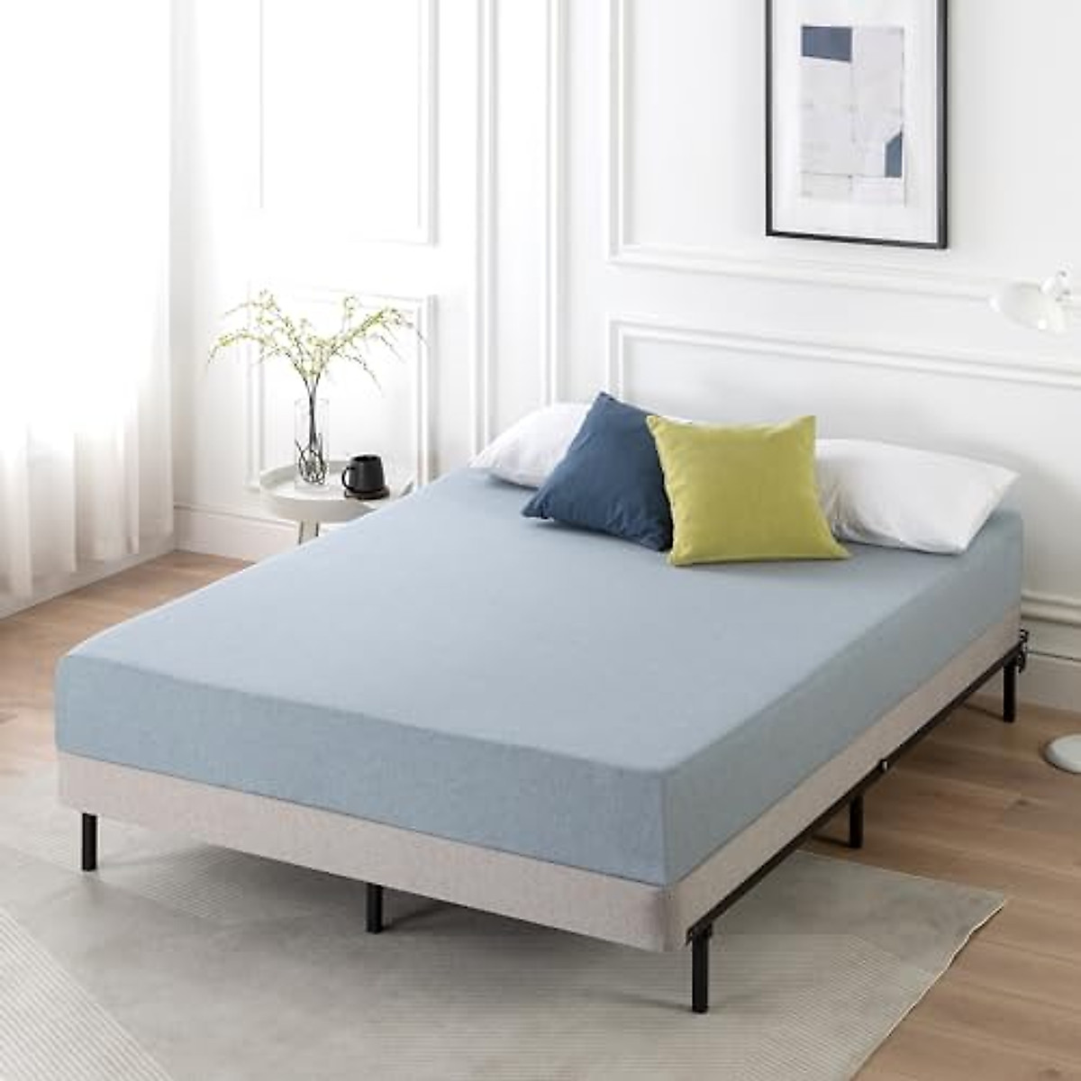 ZINUS No Assembly Metal Box Spring, 5 Inch White Mattress Foundation, Sturdy Metal Structure, Full