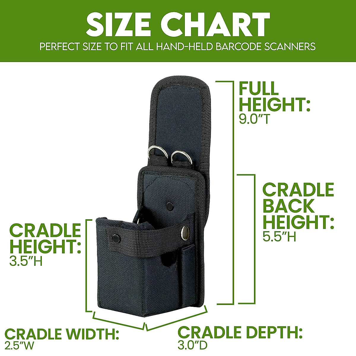 e-Holster Wireless Scanner Holster (Small) | Ballistic Nylon Pouch for 1D and 2D Barcode Scanner | Belt Clip, Belt Loop, Shoulder Strap | Fits Zebra Scanner DS2208/8108/8100/4600/2200