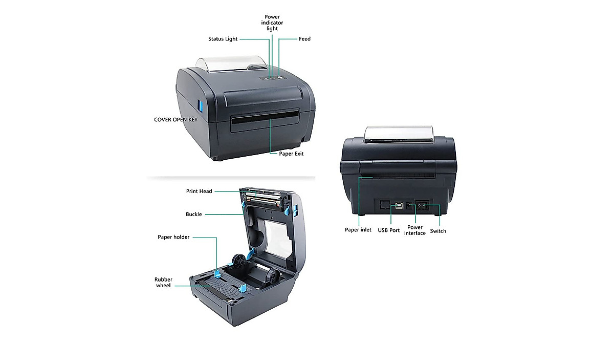 TREEYX 4x6 Shipping Label Printer | Fast Bluetooth USB