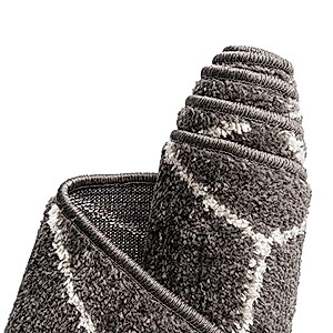 Unique Loom Trellis Frieze Collection Area Rug - Geometric (4' 1" x 6' 1", Dark Gray/ Ivory)