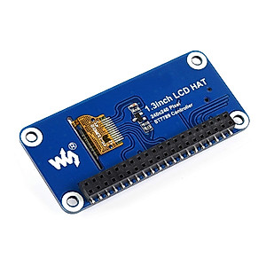Waveshare 1.3inch IPS LCD Display HAT for Raspberry Pi 240x240 Pixels with Embedded Controller Communicating via SPI Interface.