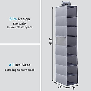 TreeHouse London Hanging Wig Organizer for Closet – Wig Storage for Multiple Wigs, Hair Extensions & Wig Accessory Holder – Space Saving Hanger Rack - with 2 Drawers (Gray)