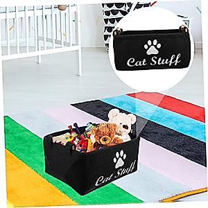 SECFOU Pet Cloth Storage Box Dog Storage Bin cat bin cubby Cubes Pet Toys Basket storage bins for clothes Pet Clothes Dog Toys Storage Bin cat toy cat basket square office wooden handle