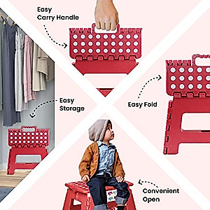 SPLENDOLE Folding Step Stool - 9-Inch Non-Slip Foot Stool for Kitchen, Bathroom, Living Room - Compact and Lightweight Stool Chair with 250-Lb Maximum Weight Capacity Step Stools for Kids and Adults