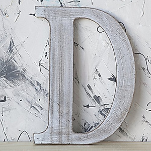 The Lucky Clover Trading D Wood Block, 8" L, Charcoal Grey Wall Letter, Gray