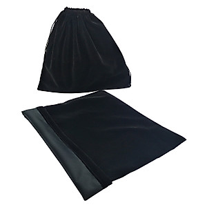 Sanrich Large Black Velvet Pouch Bags With Drawstring 5 Pack -14 x14 INCH Treat Bag Dust Bag For Gift Hair Dryer Hotel Storage Bag Velvet Gym Bags Drawstring Cloth Packing Bag