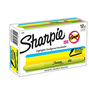 Sharpie Accent Pocket-Style Highlighters, Fluorescent Yellow , Chisel Tip, Dozen - 27025