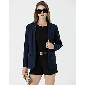 Beninos Womens Casual Long Sleeve Blazer Jackets with No Button (807 Navy, XS)