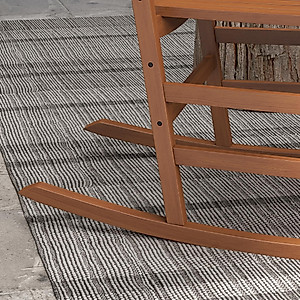 Outsunny Wooden Rocking Chair Set w/Foldable Side Table, Outdoor Rocker Chairs with Curved Armrests, High Back & Slatted Seat for Garden, Balcony, Porch, Supports Up to 352 lbs., Teak